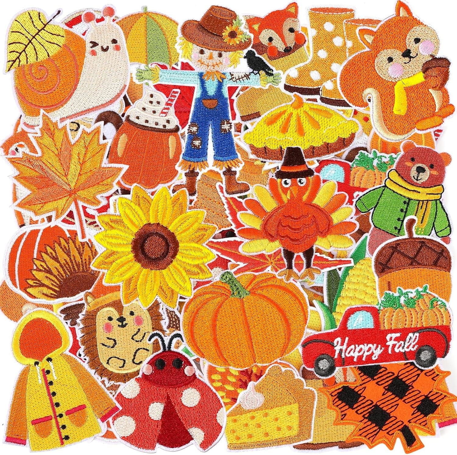 AP 60pcs Fall Autumn Iron on Patches Random Assorted Thanksgiving Day ...