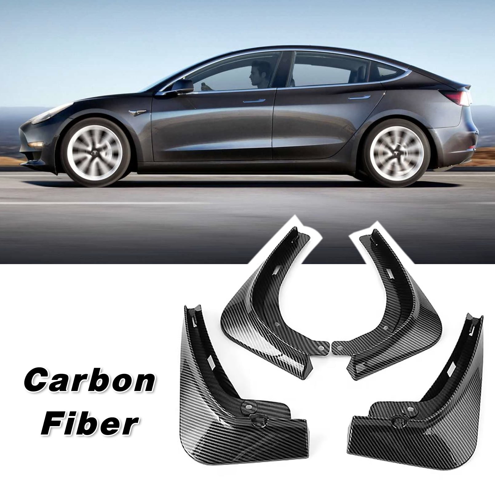 AP-AUTO Compatible with 2017-2023 Tesla Model 3 Mud Flaps, No-Drill ...