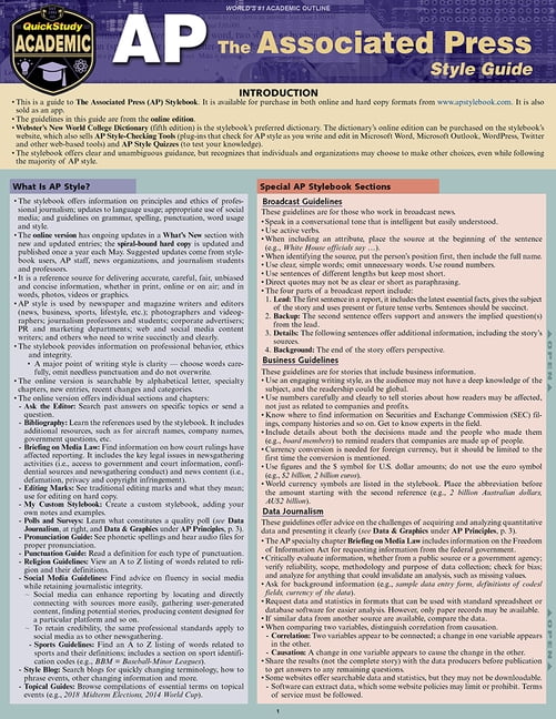 AP - Associated Press Style Guide: A Quickstudy Laminated Reference ...