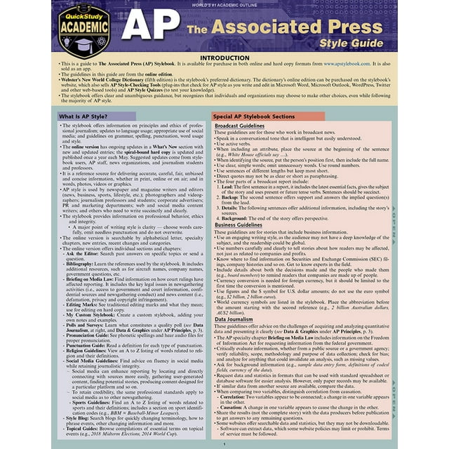 AP - Associated Press Style Guide: A Quickstudy Laminated Reference ...