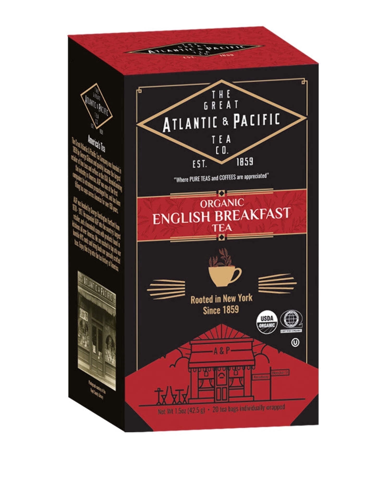 A&P English Breakfast Tea, 20 Count Organic, 1 Box, Classic Black Tea ...