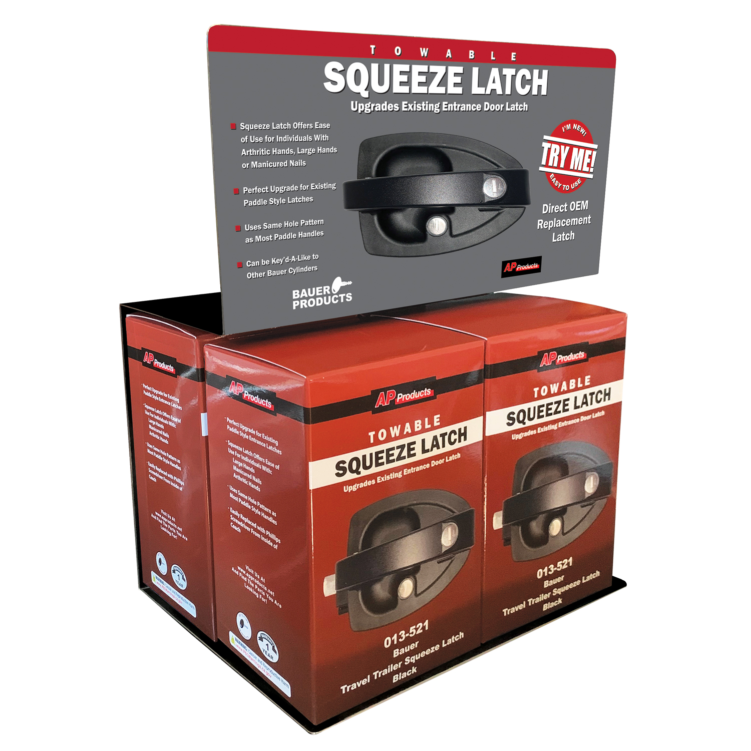 AP Products 013-522 Standard Squeeze Latch Countertop Display Includes ...