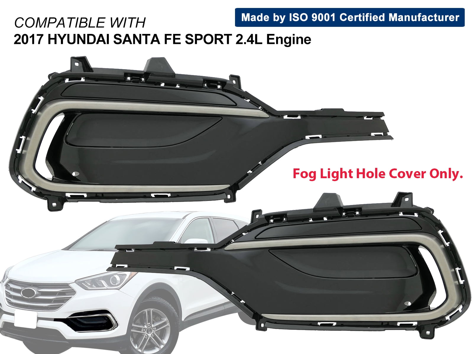 APA Replacement Front Bumper Fog Light Hole Cover for 2017 Santa Fe ...