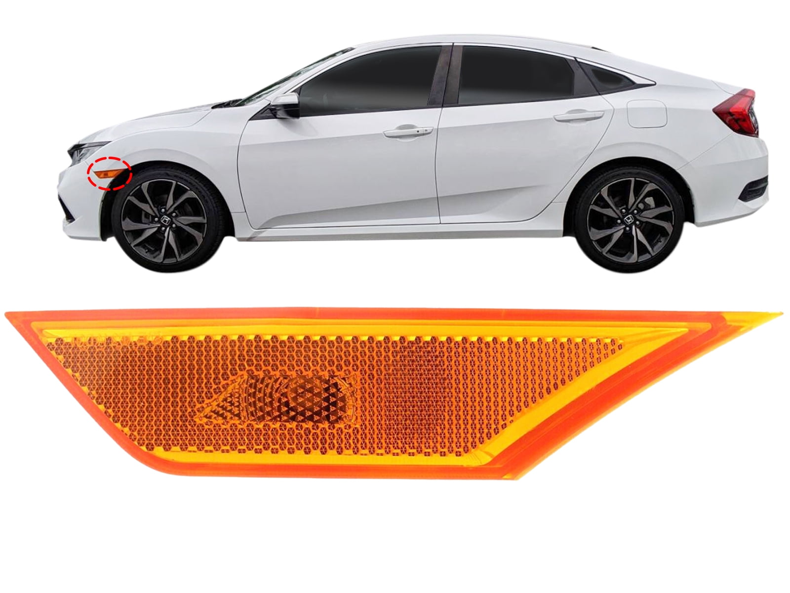 APA Replacement Honda Civic 2016-2021 Front Side Marker Light Assembly ...