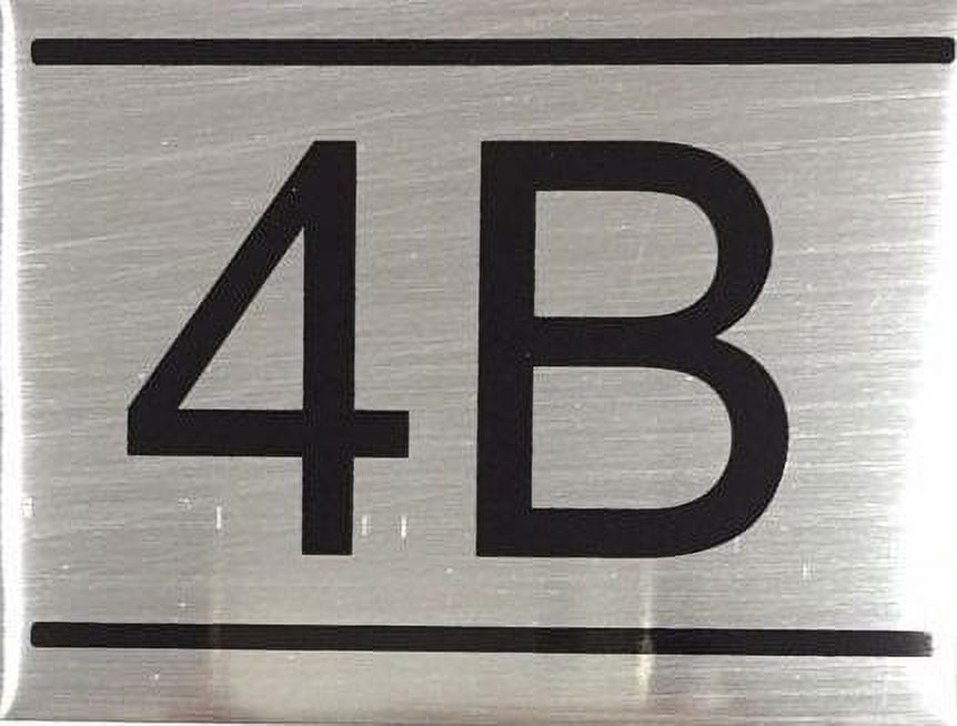 APARTMENT NUMBER SIGN -4B -BRUSHED ALUMINUM (2.25X3, Aluminium ...