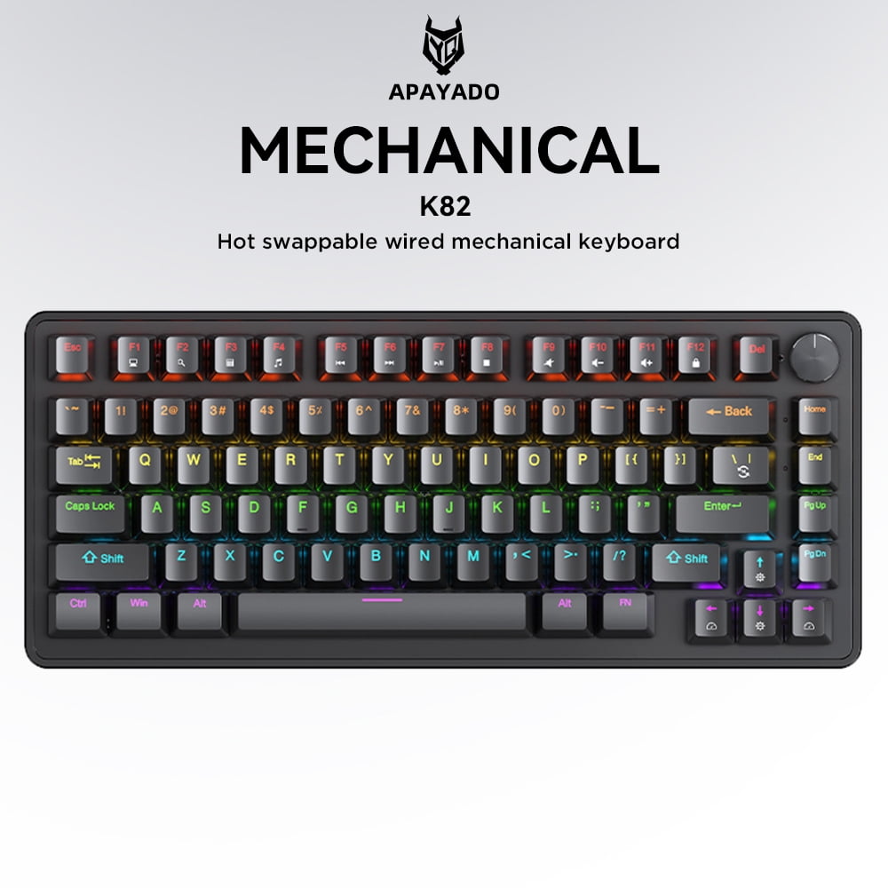 APAYADO K82 Multifunctional Knob Mechanical Keyboard,Cool Backlight,82 ...