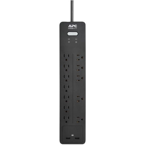 APC 12-Outlet Surge Protector Power Strip with USB Charging Ports, 2160 ...