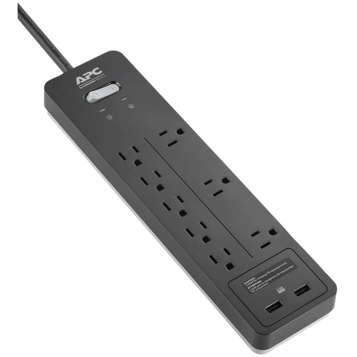APC 8-Outlet Surge Protector Power Strip with USB Charging Ports, 2160 ...