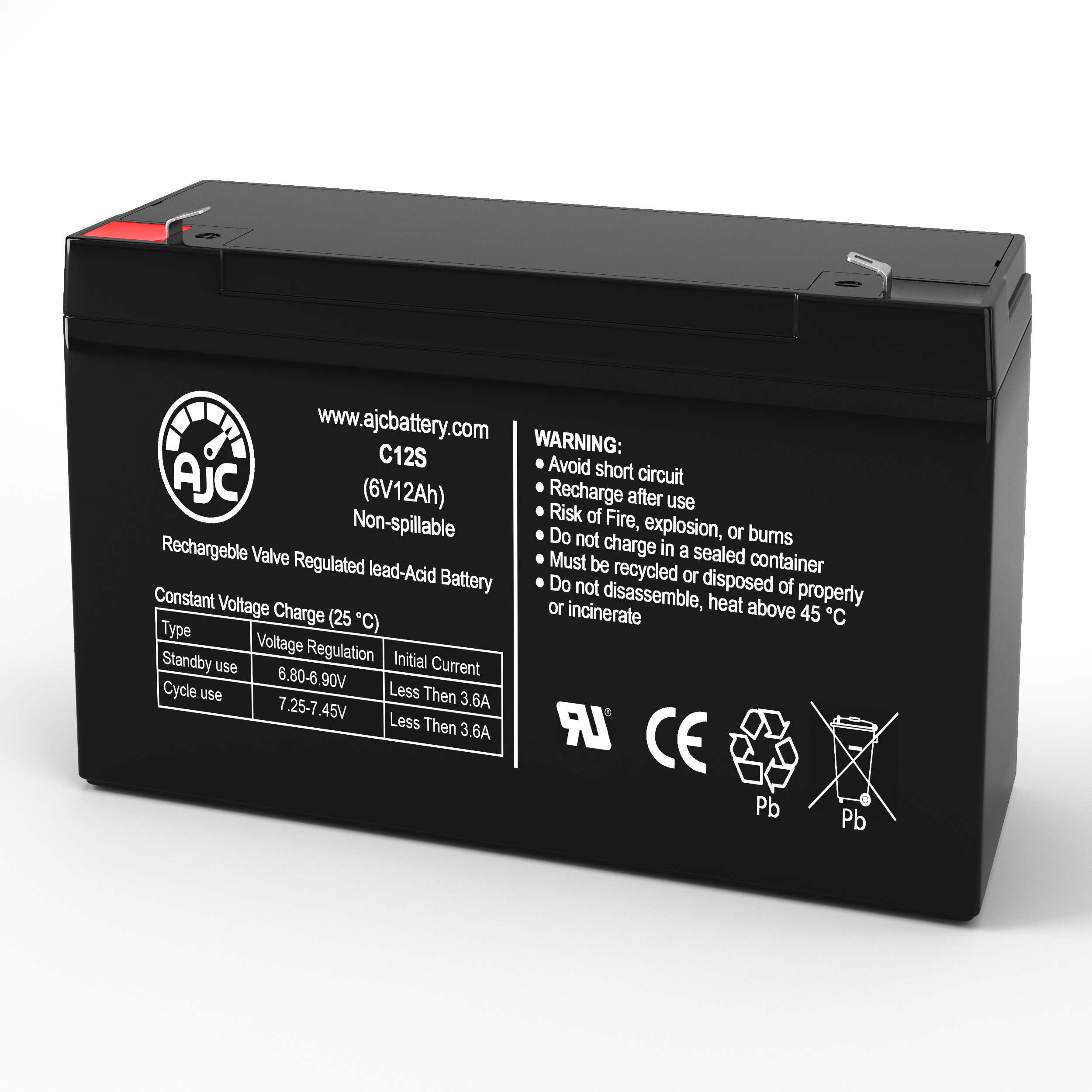 APC BackUps 450 6V 12Ah UPS Battery - This Is an AJC Brand Replacement ...