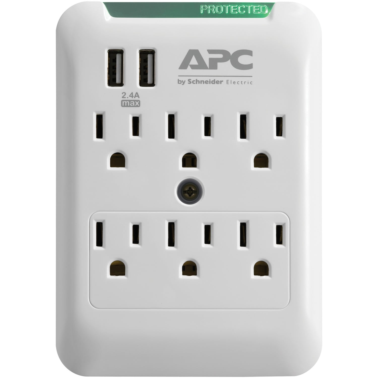 APC PE6WU2 Essential SurgeArrest 6-Outlet Wall Tap with 2 USB Charging ...