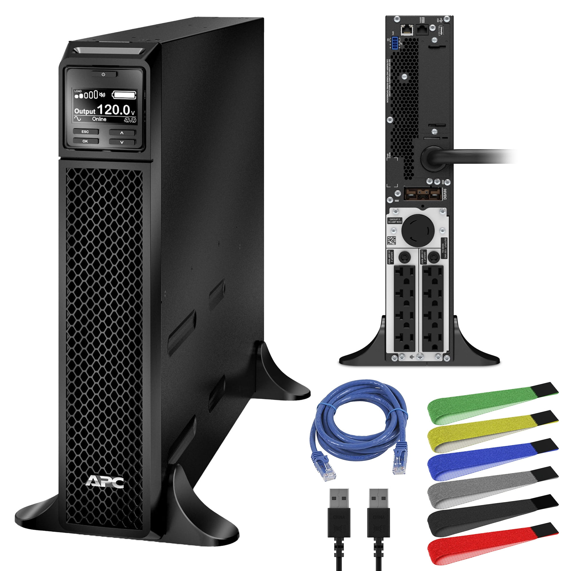 APC UPS 3000VA Smart-UPS Single Phase Online UPS (SRT3000XLA) + Network ...