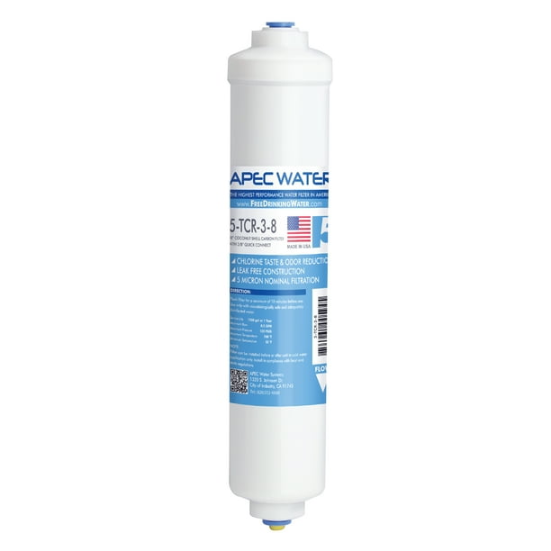 APEC 10" Inline Carbon Filter with 3/8"D Tubing Quick Connect For Reverse Osmosis Water Filter ...