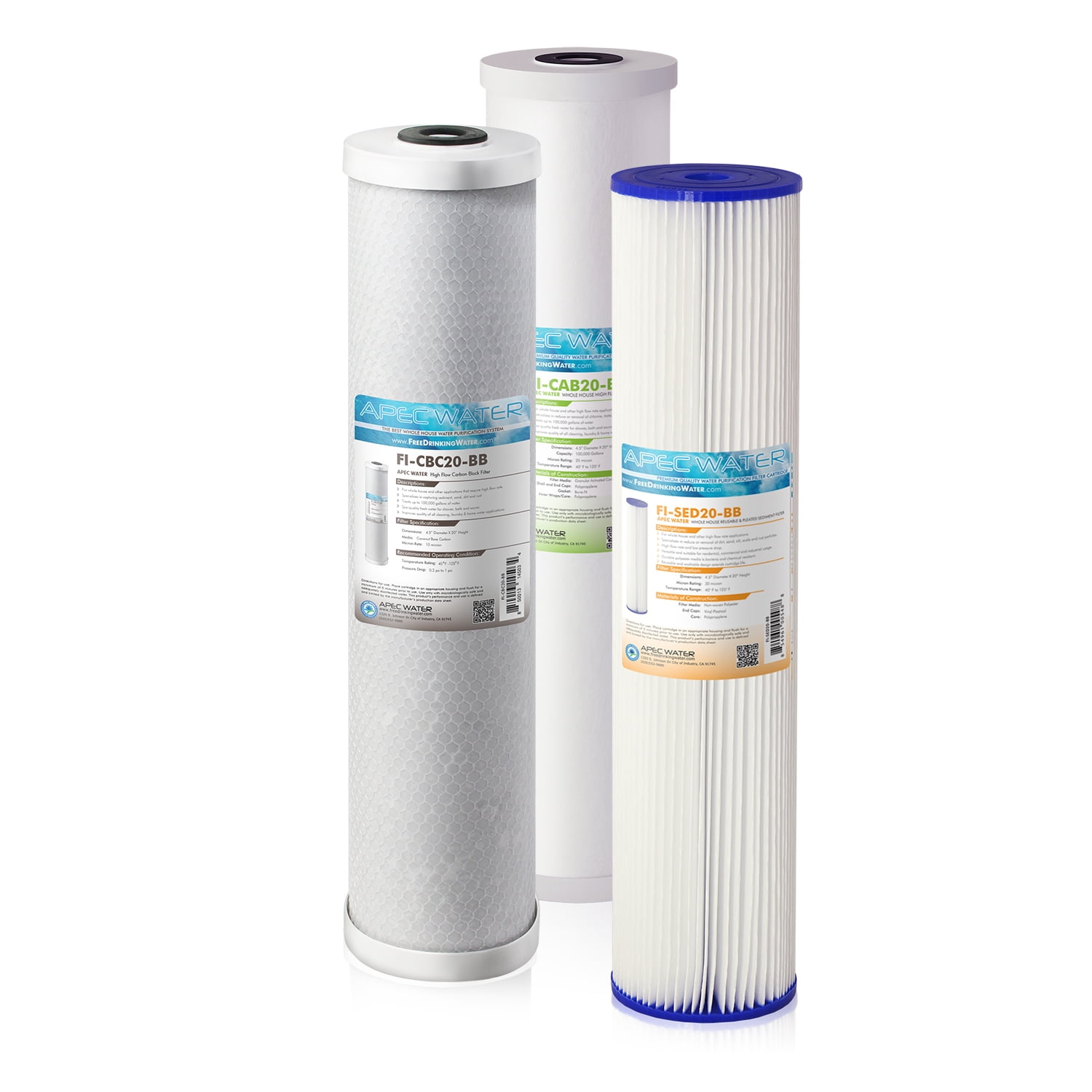 APEC 20 in. Whole House Sediment, GAC Carbon and Carbon Block ...