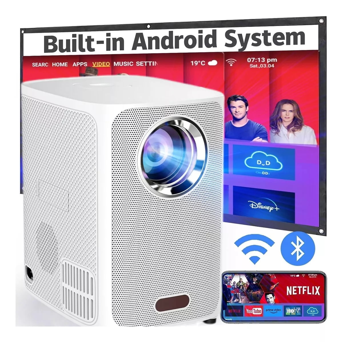 APEMAN VP300 Android Mini Projector, Built-in Video, Blu-Ray, AV, LCD ...