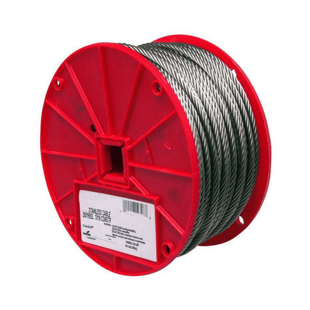 "APEX TOOLS GROUP LLC - 3/16"" 250' Type 304 Stainless Steel Cable Reel ...