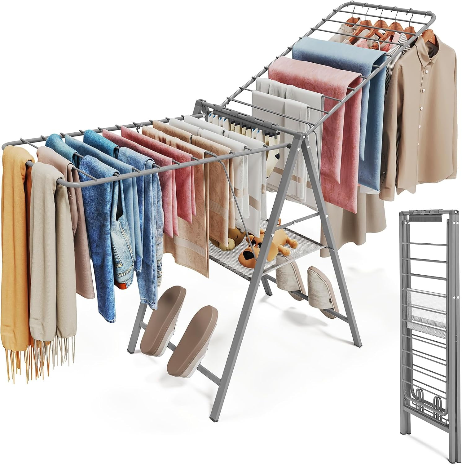APEXCHASER Clothes Drying Rack Foldable, Metal Laundry Drying Rack ...