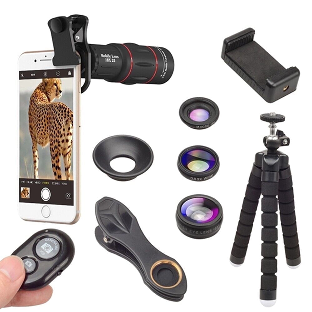 APEXEL 4 in 1 Cell Mobile Smartphone Camera Lenses Kit - 18X Zoom ...