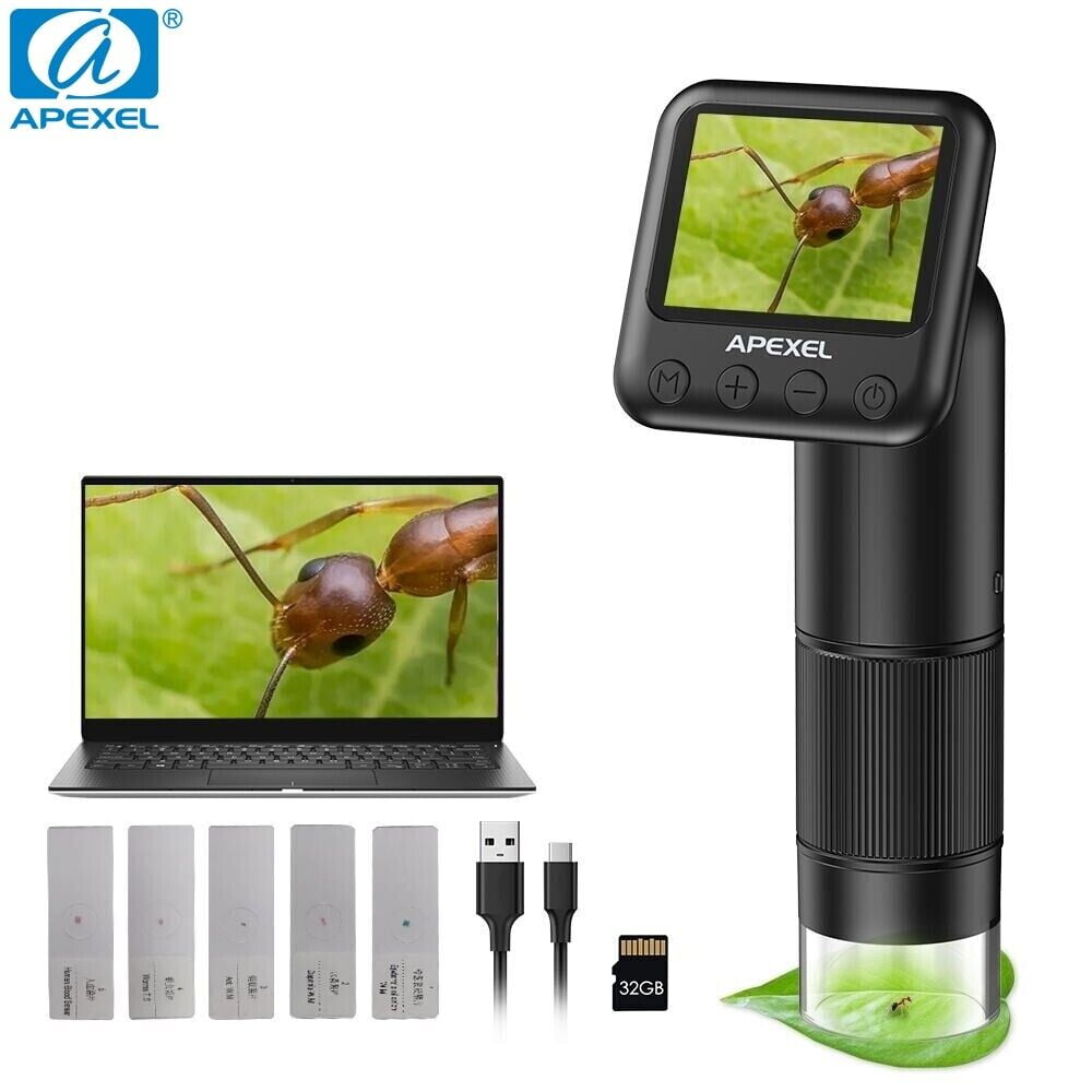 APEXEL Handheld 800X HD Digital Microscope for Adults,2" LCD Screen ...