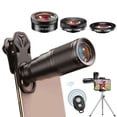 APEXEL Phone Lens Kits-22x Telephoto Lens/205°Fisheye Lens/120°Wide ...