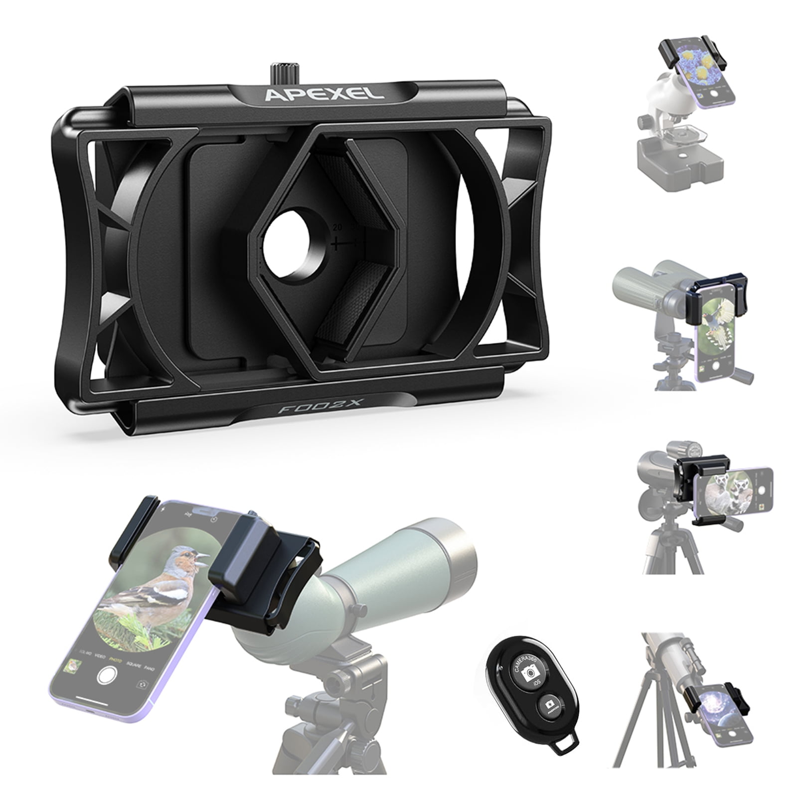 APEXEL Telescope Phone Adapter 360° Rotatable Mount for Monocular ...