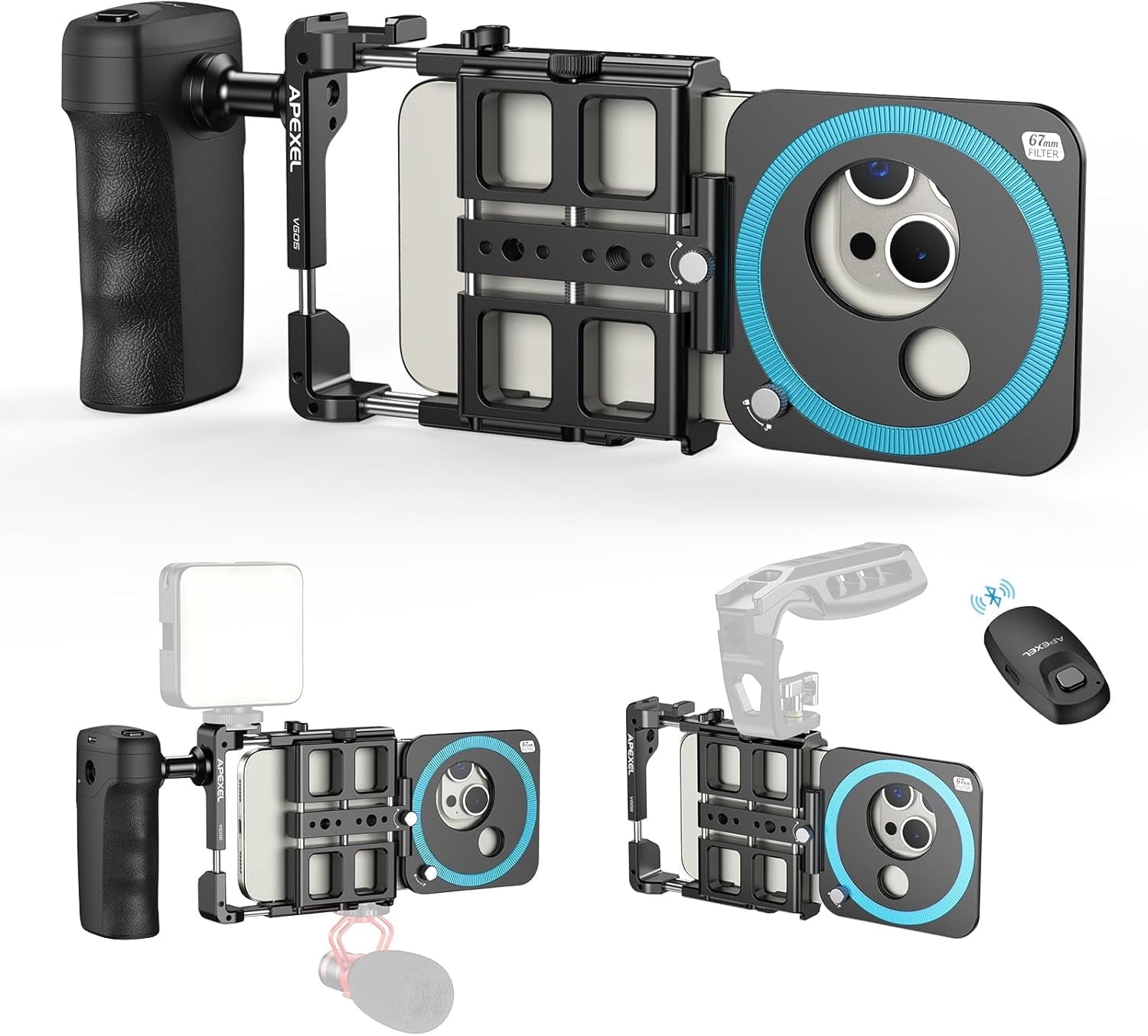 APEXEL Universal Phone Rig Video Kit. Aluminum Handheld Smartphone ...