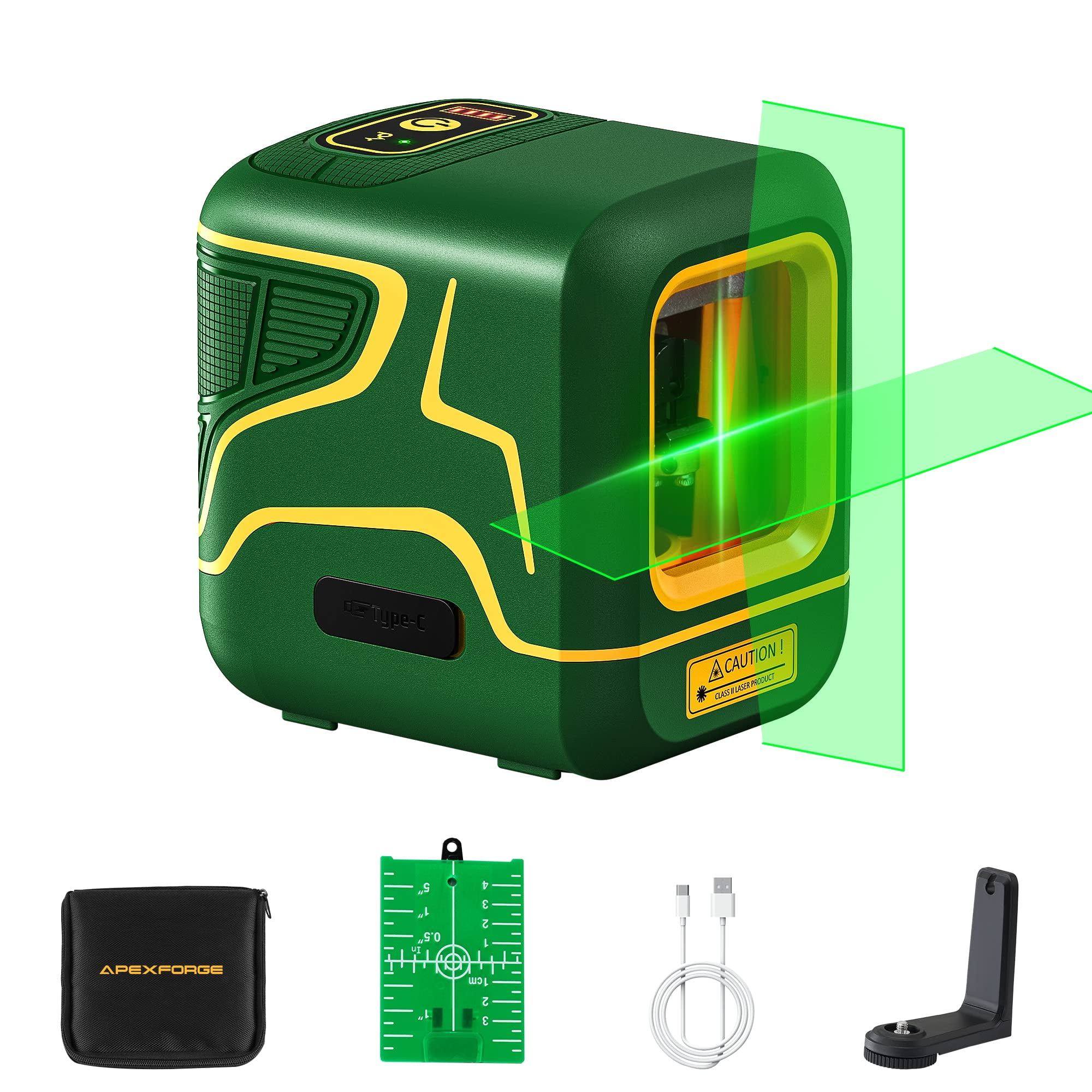 APEXFORGE X1C Cross Line Laser Level, with Rechargeable Battery, 100ft ...