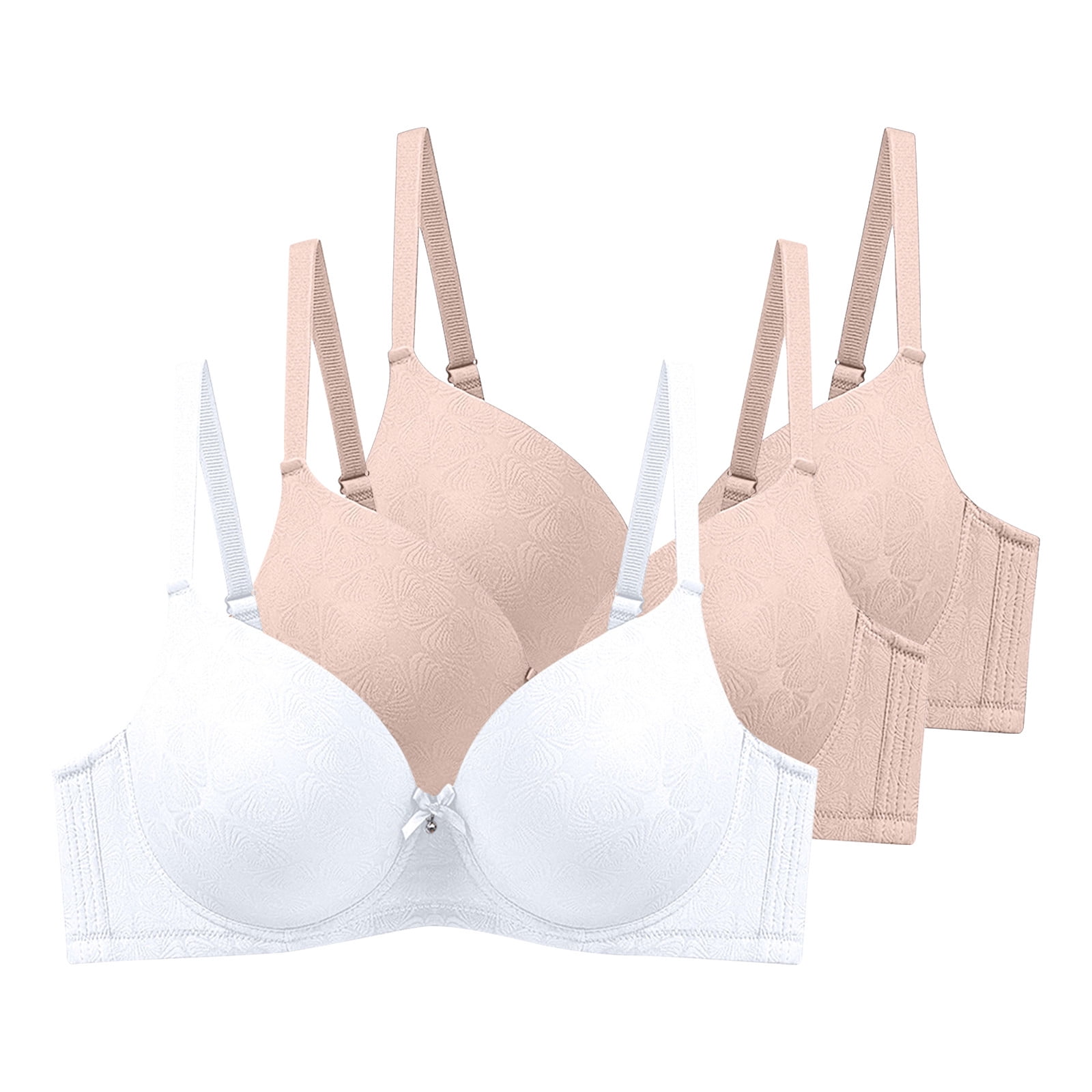 APEXFWDT 3-Pack Plus Size Underwire Bra for Women Slim Padding Lift & Support Set with Anti ...