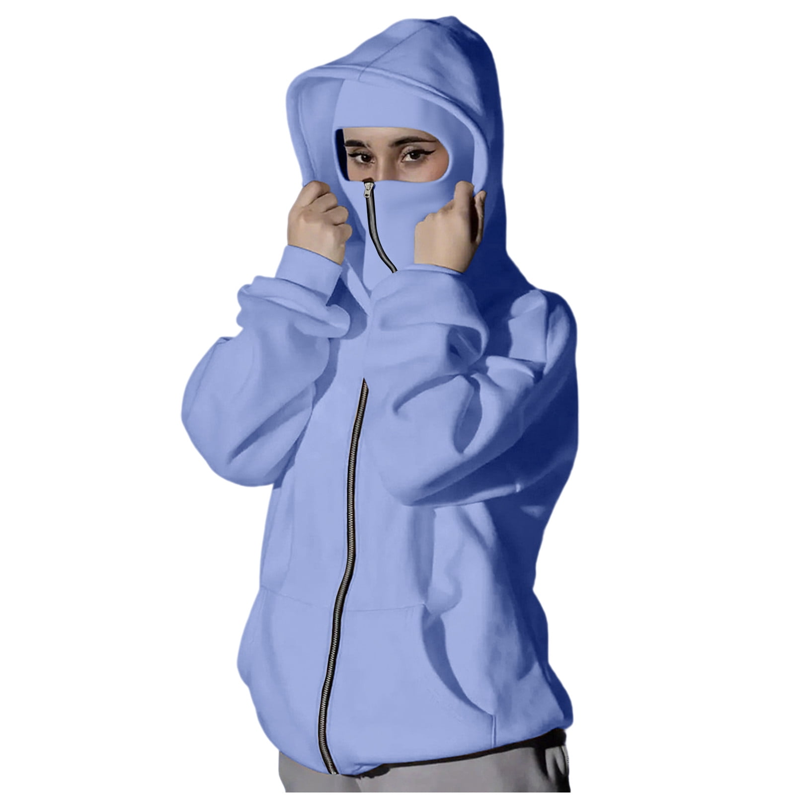 APEXFWDT Balaclava Jacket for Women Zip Up Double Layer Hoodie Light ...