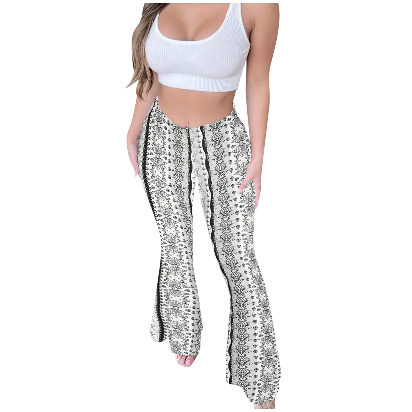 Apexfwdt Boho Flare Pants For Women Womens Stretchy Wide Leg High Waist