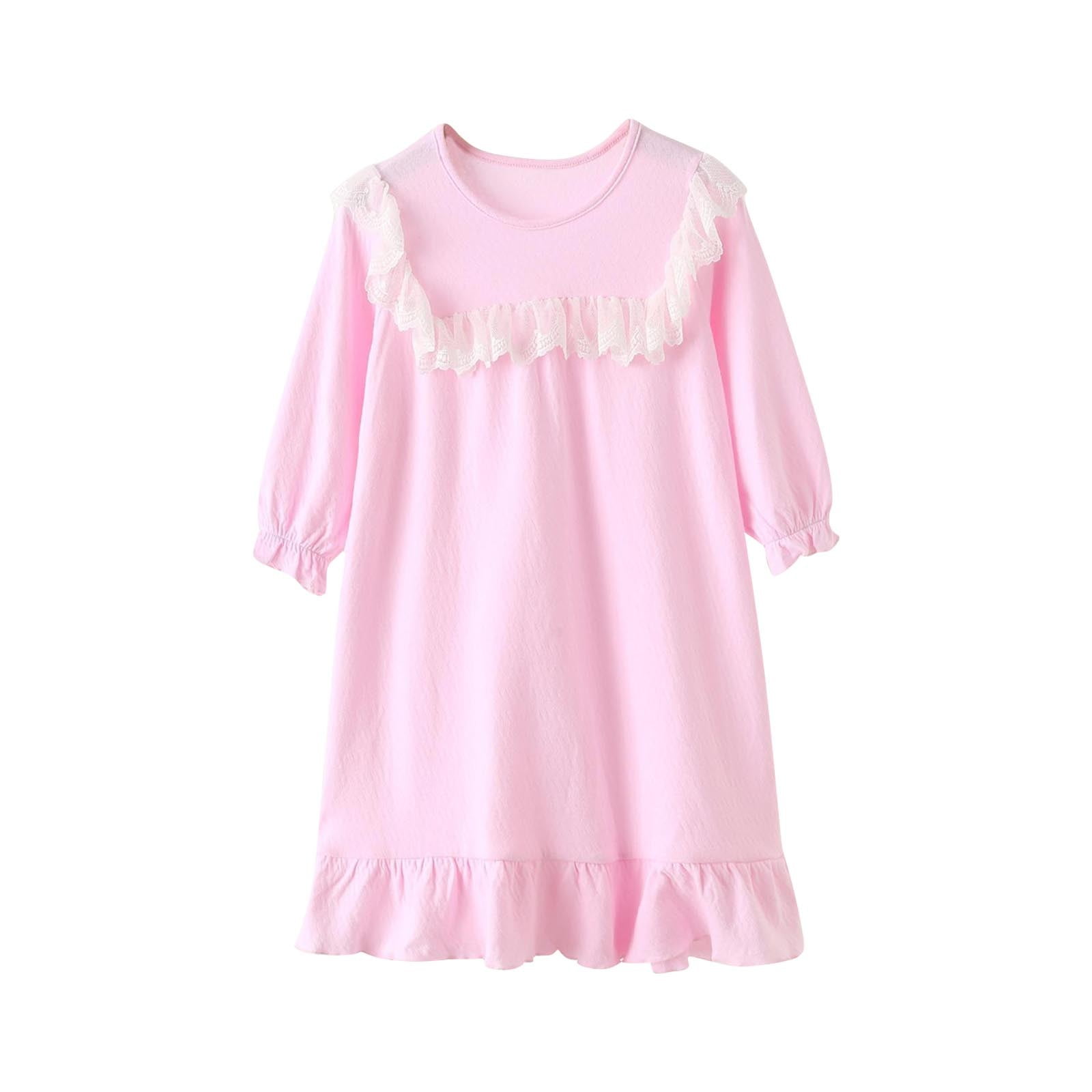 APEXFWDT Girl's Ruffle Nightgowns Cotton Sleep Shirts Sleepwear ...