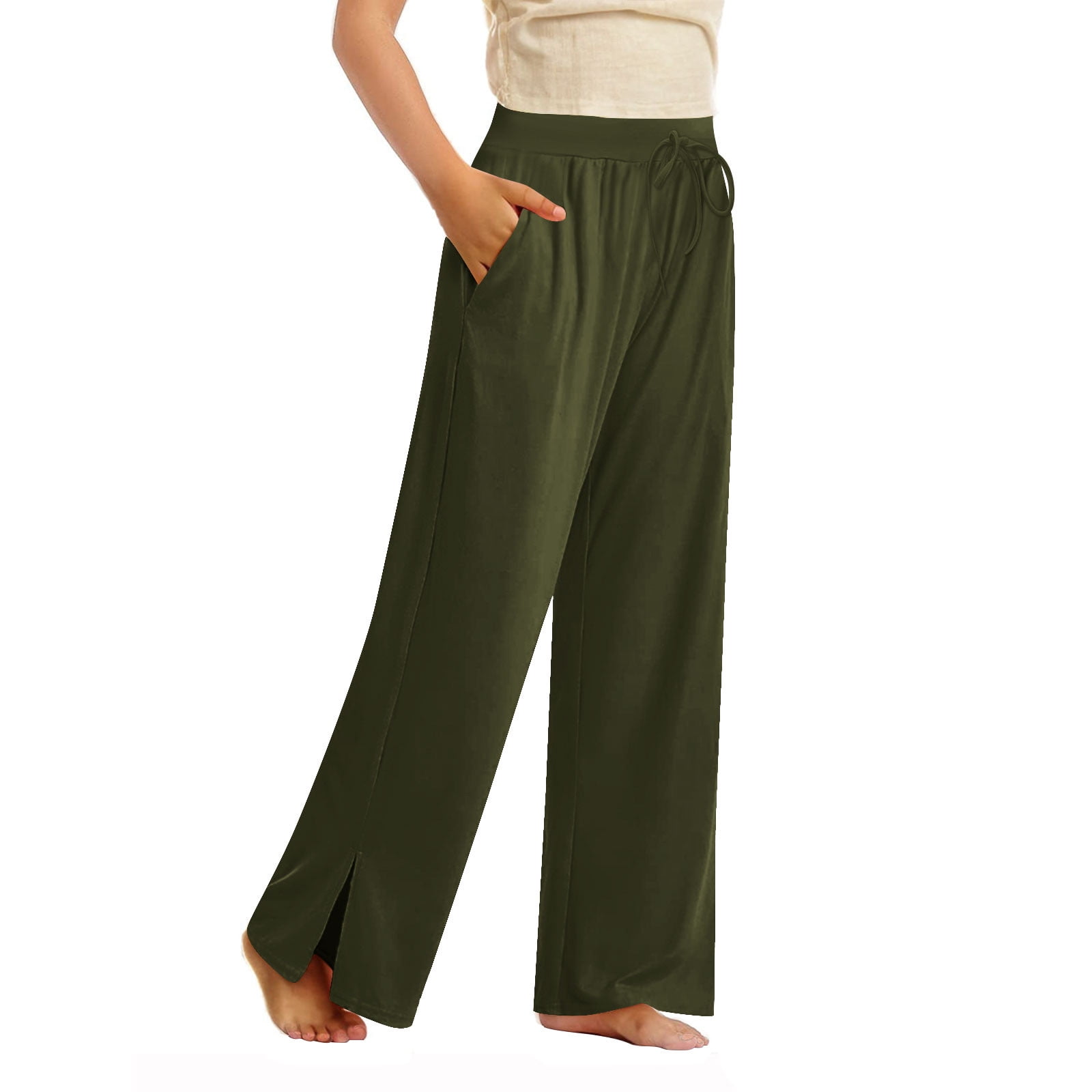 APEXFWDT Girls Dress Pants Wide Leg High Waist Long Casual Trousers ...