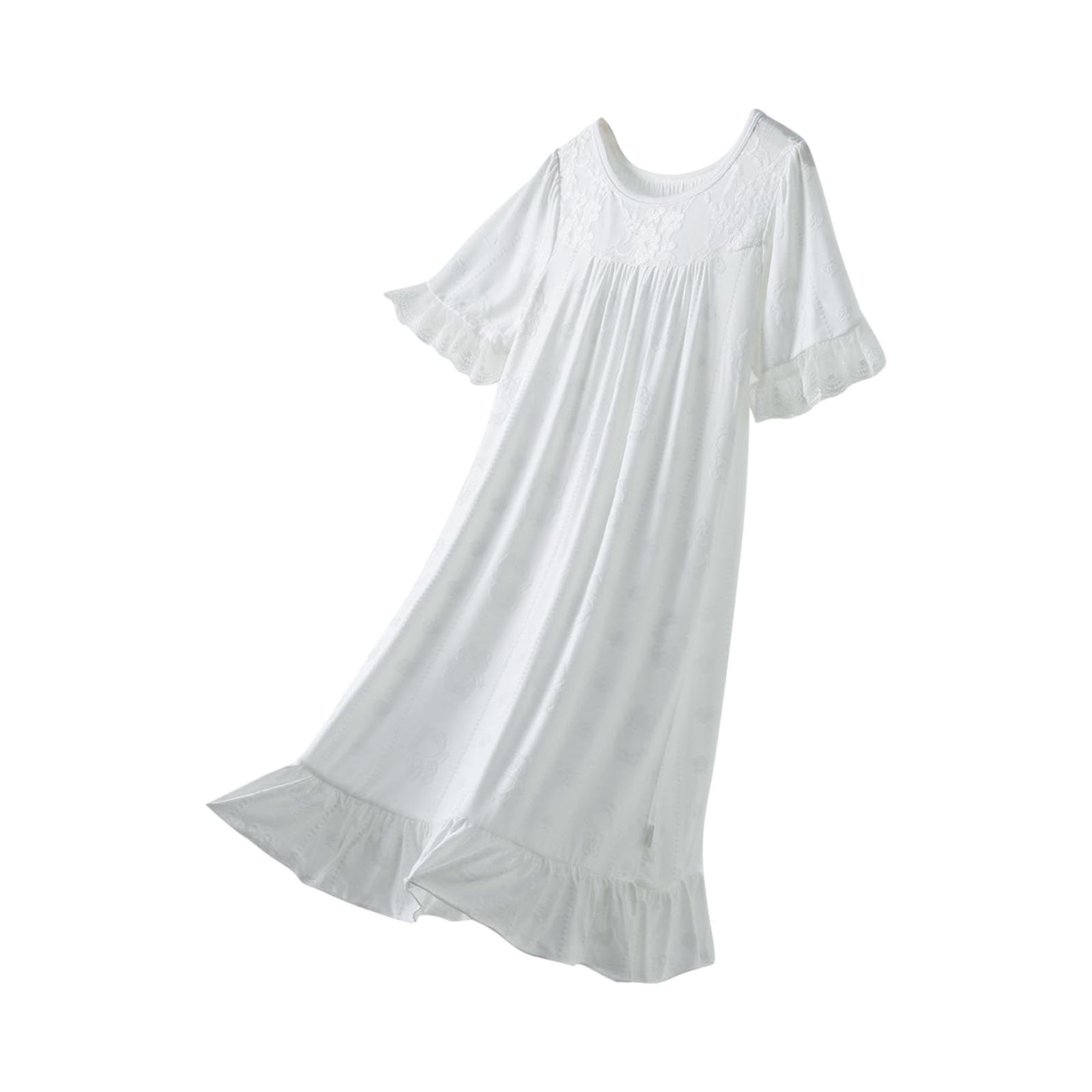 APEXFWDT Girls Nightgowns Modal Short Sleeve Sleepwear Ruffle Princess ...