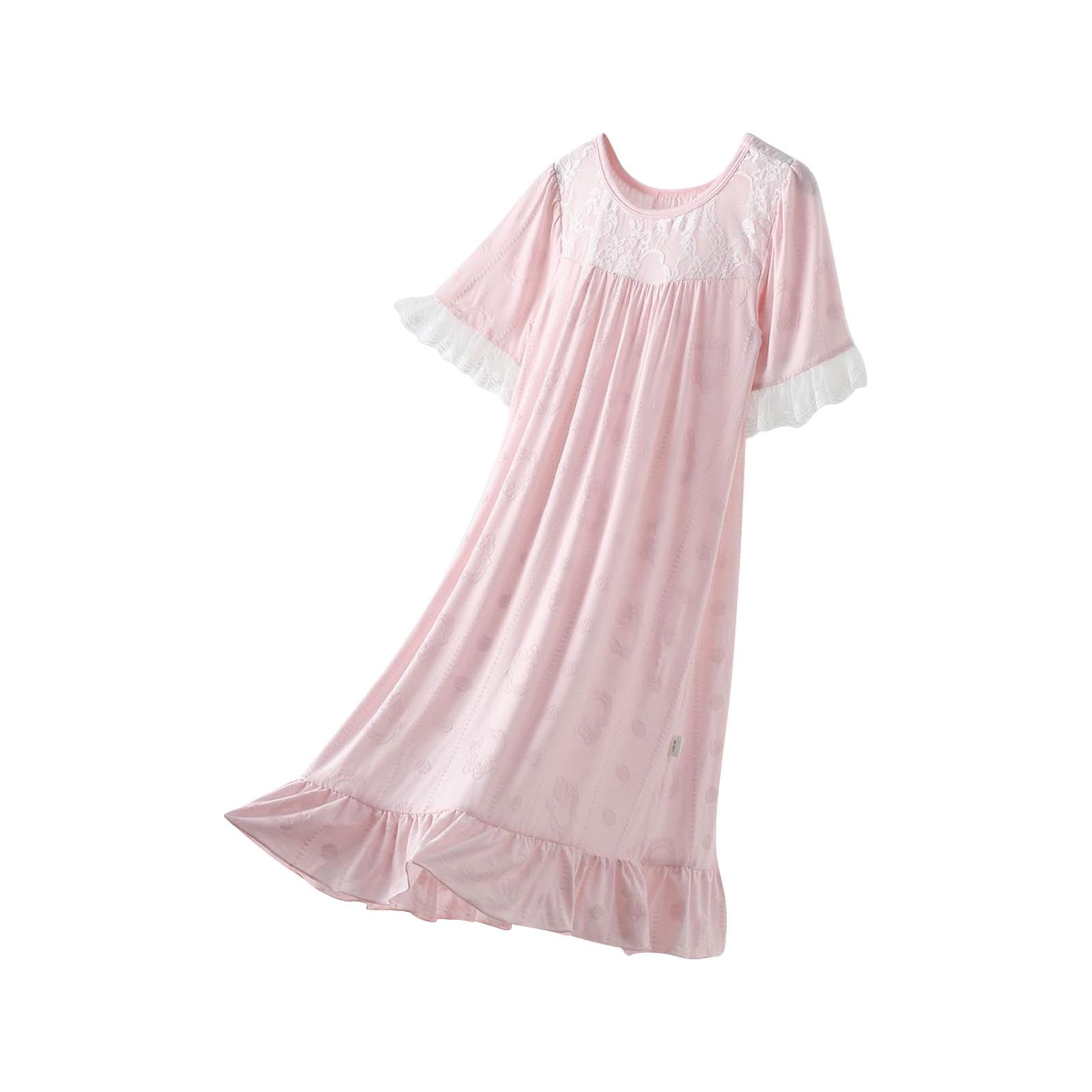 APEXFWDT Girls Nightgowns Modal Short Sleeve Sleepwear Ruffle Princess ...