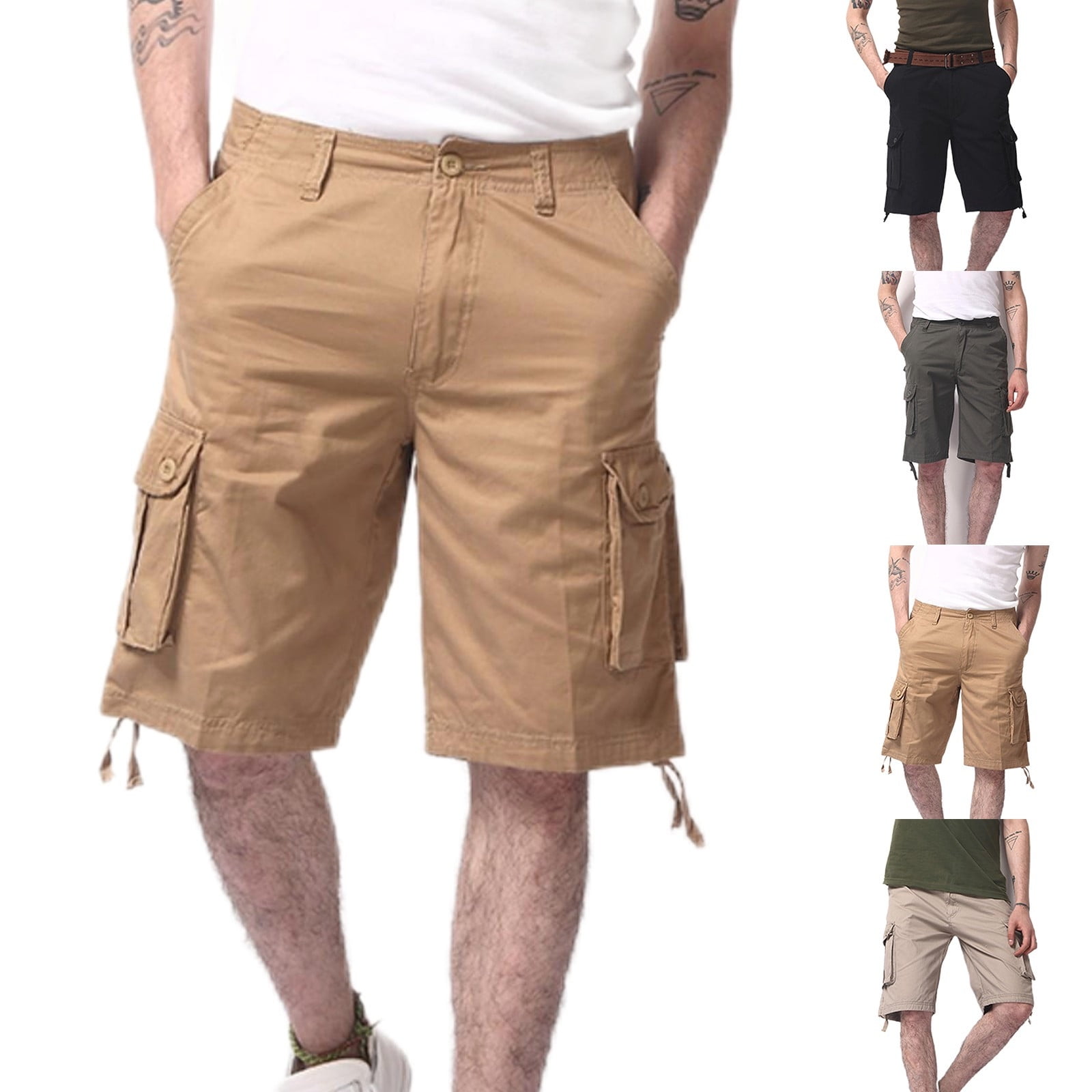 APEXFWDT Men's Hiking Shorts - Flap 6-Pocket Cotton Summer Shorts ...