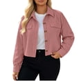 APEXFWDT Cropped Shacket for Women Corduroy Button Down Crop Spring ...
