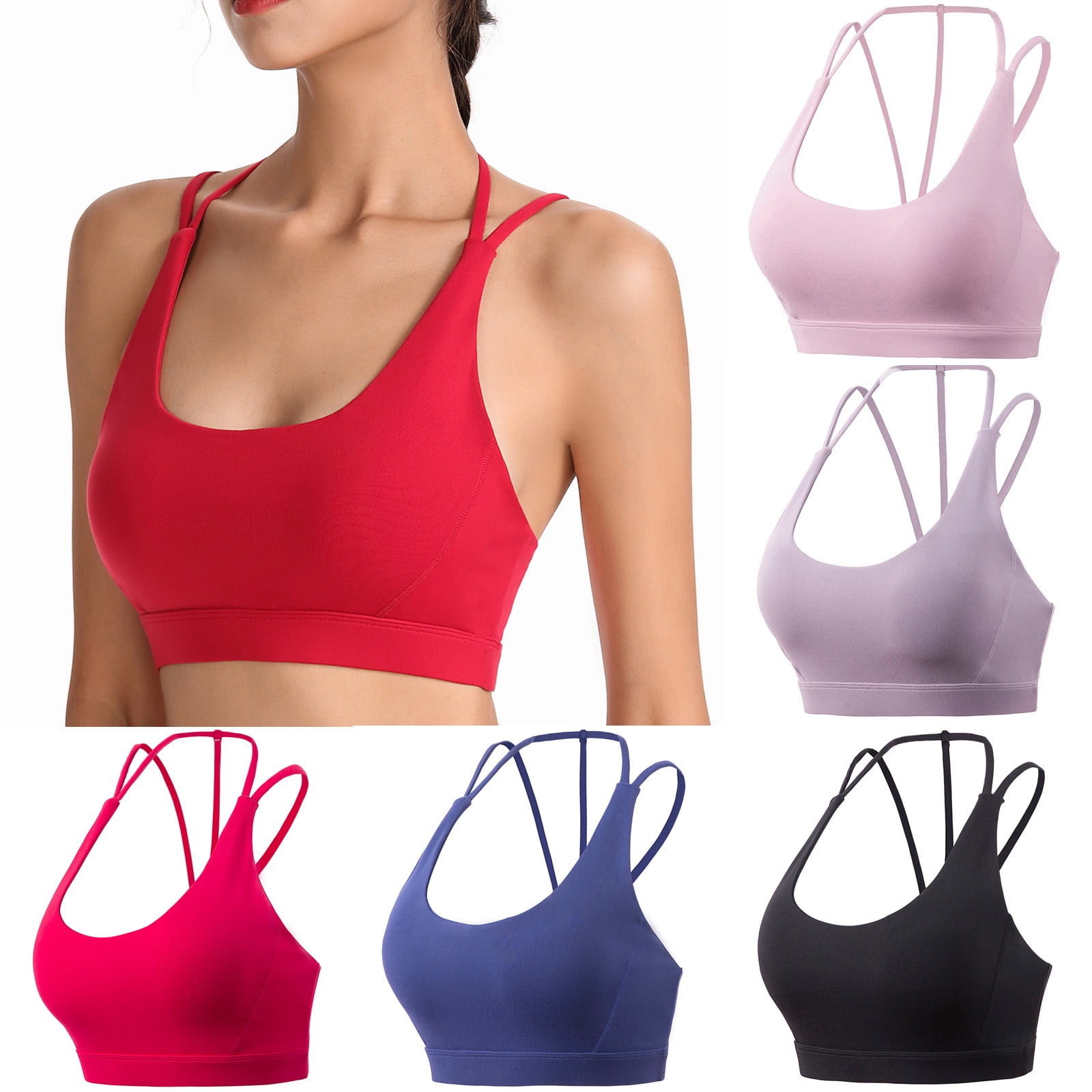 Apexfwdt Cross Back Sport Bras For Women Padded Strappy Criss Cross