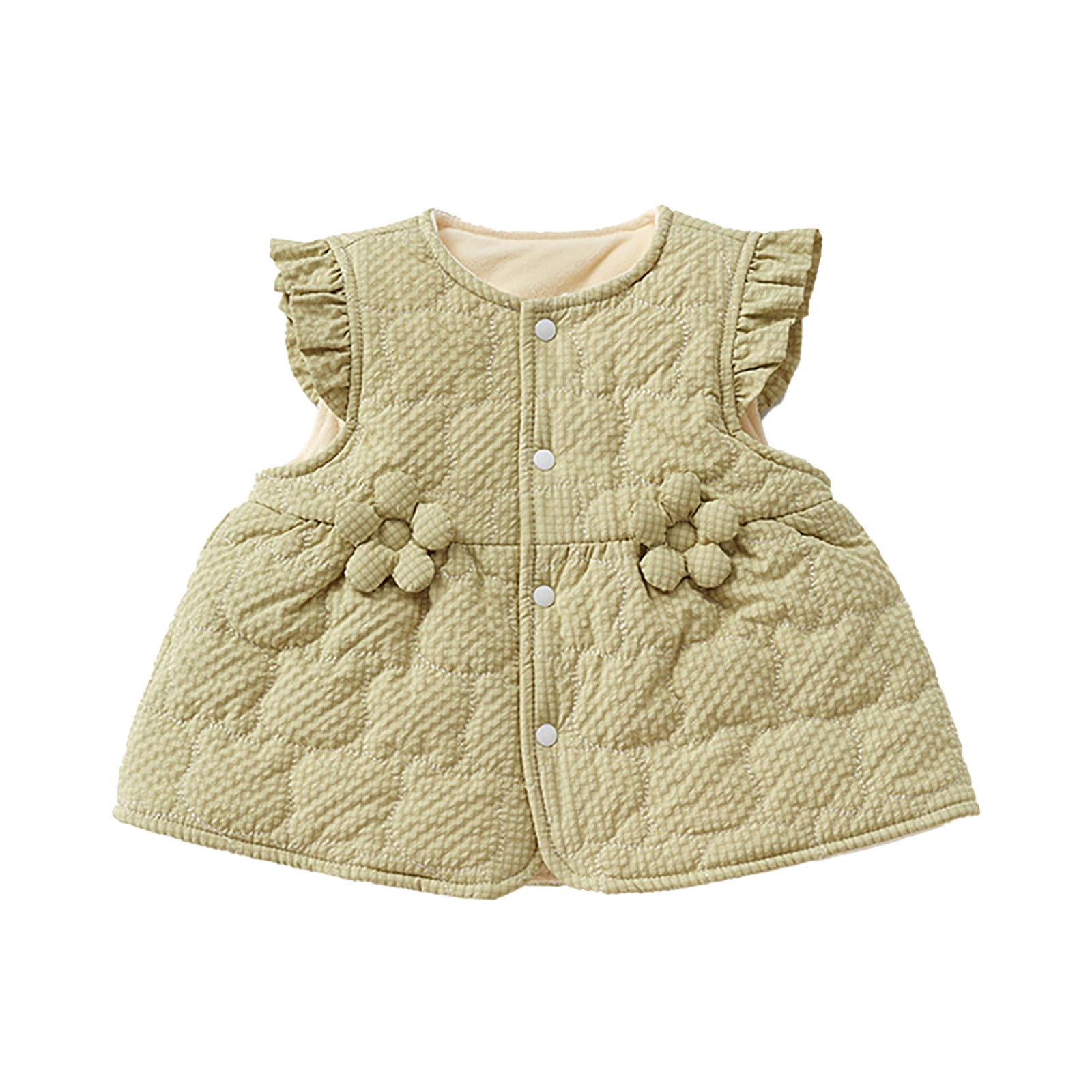 APEXFWDT Cute Little Girls Ruffle Vest Sleeveless Jacket Baby Button up Cotton Warm Vests Padded ...