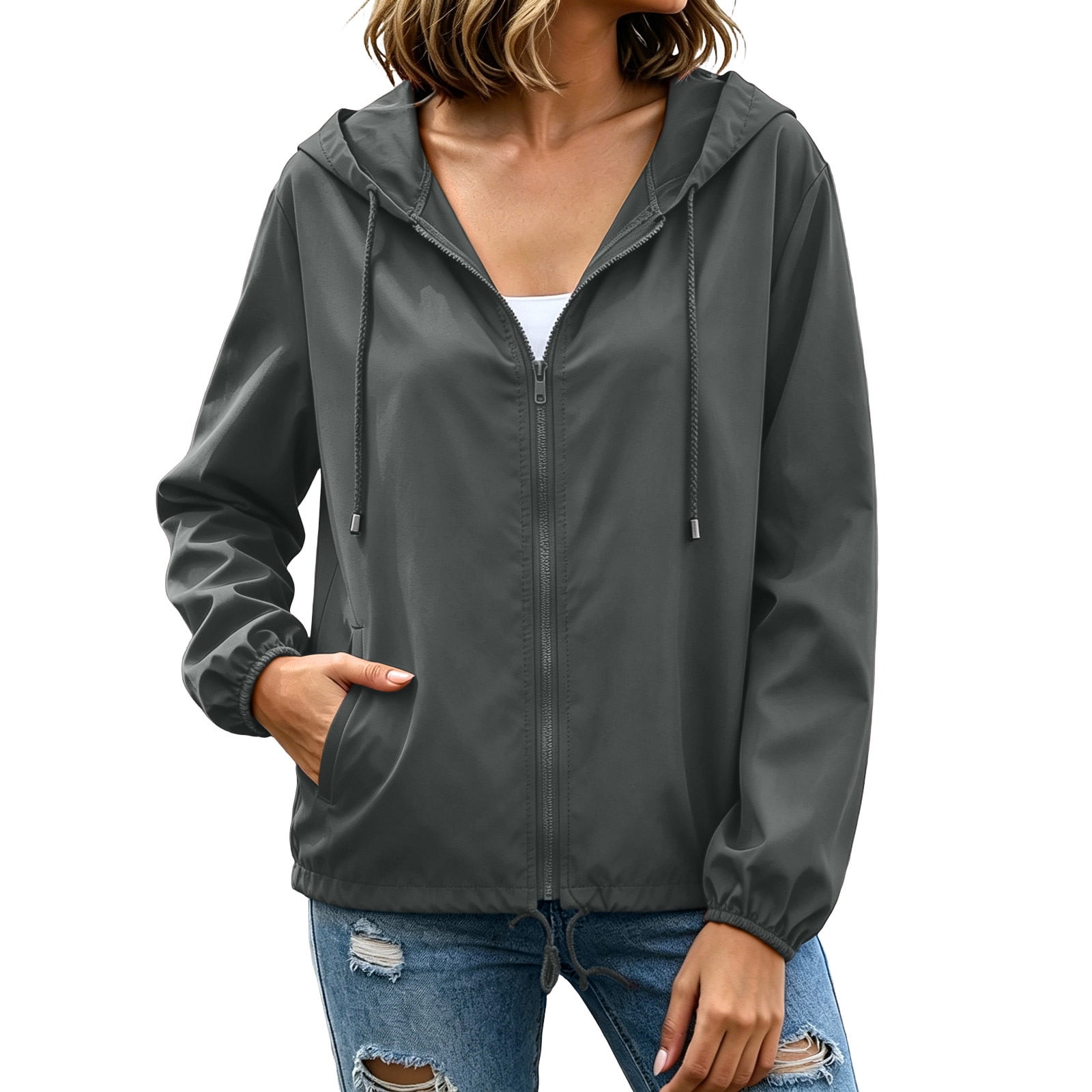 APEXFWDT Cute Rain Jackets for Women Hooded Lightweight Raincoat ...