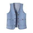 APEXFWDT Denim Vest Women Plus Size Sleeveless Button Down Waistcoat ...