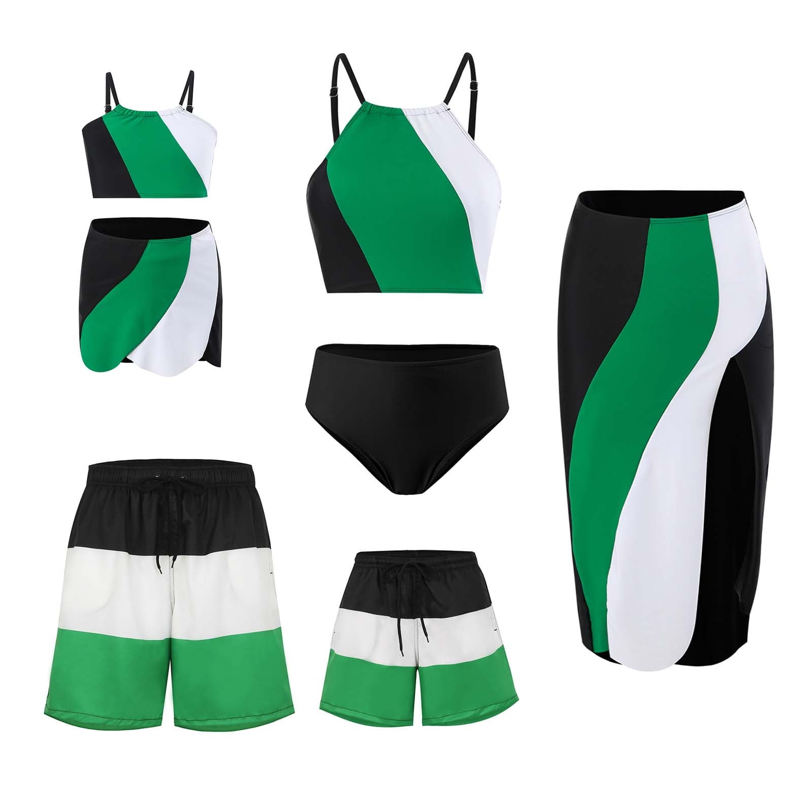 APEXFWDT Family Matching Swimsuits Mommy and Me Color Block Bathing ...