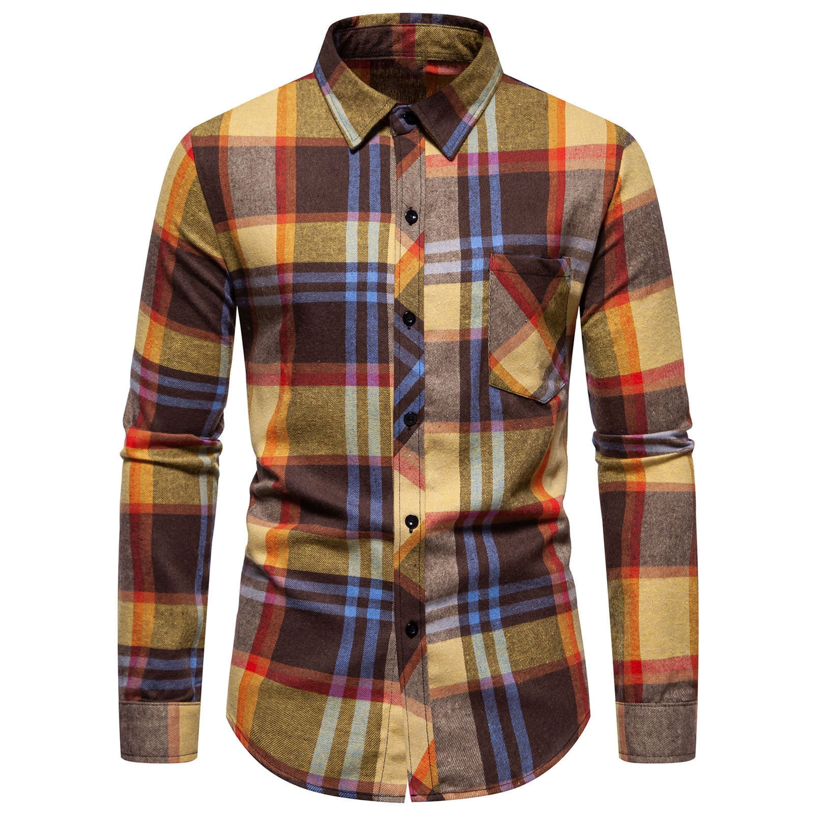 APEXFWDT Flannel Shirt for Men Western Cowboy Pearl Snap Shirts for Men ...