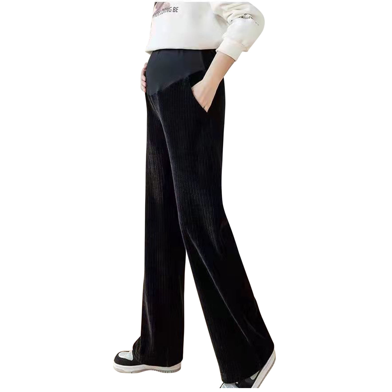 APEXFWDT Fleece Lined Maternity Leggings Over The Belly Pregnancy ...