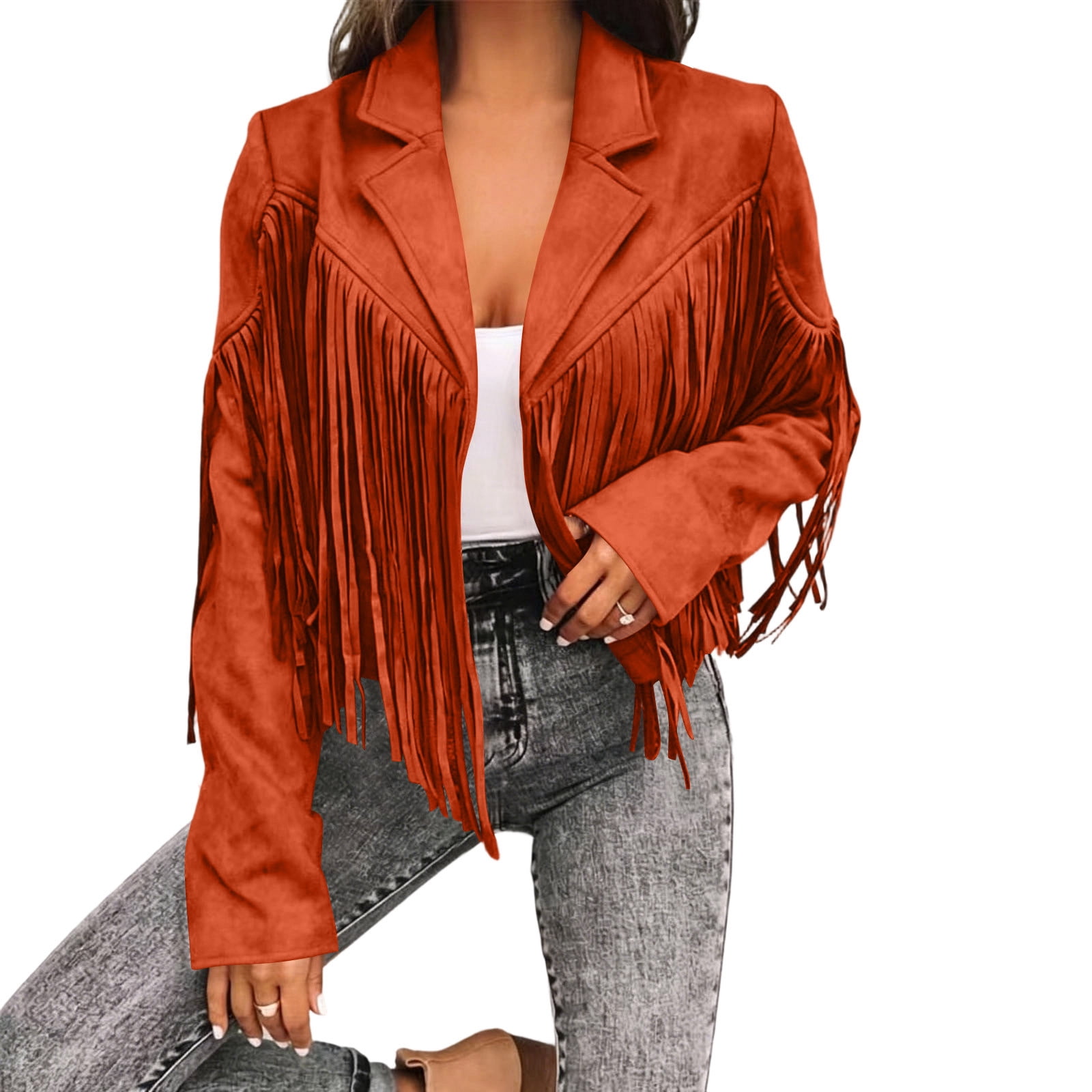 APEXFWDT Fringe Jacket For Women Spring Fall Western Cropped Jacket ...