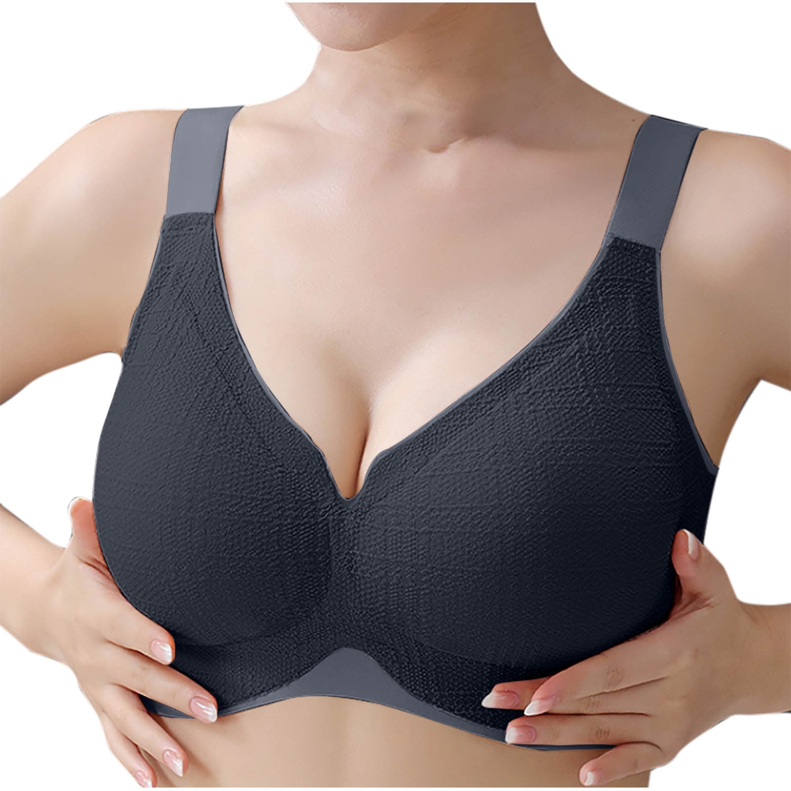 APEXFWDT Full Bust Wireless Bra for Women Color Block Seamless Bra with Side Support & Comfort ...