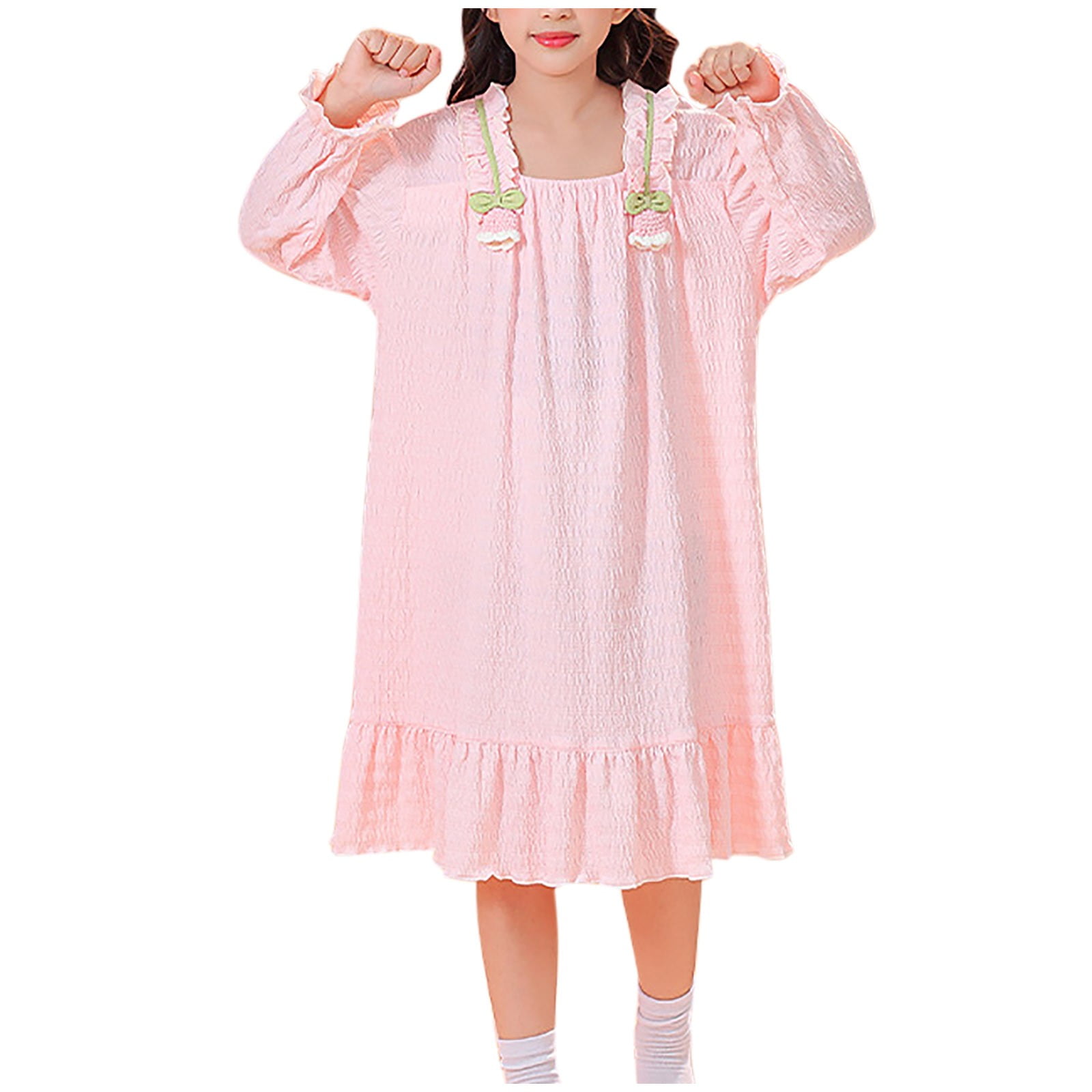 APEXFWDT Girls' Sleepwear Long Sleeve Cute Nightgown Nightie Pajama ...