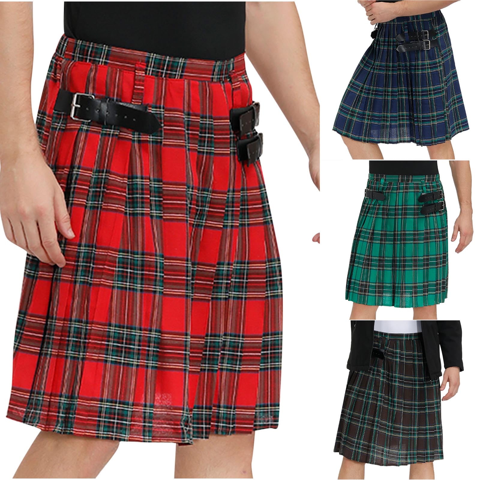 APEXFWDT Kilt for Men, Utility Kilt Hybrid Kilt Modern Box Pleated Tartan Traditional Men's Kilt ...