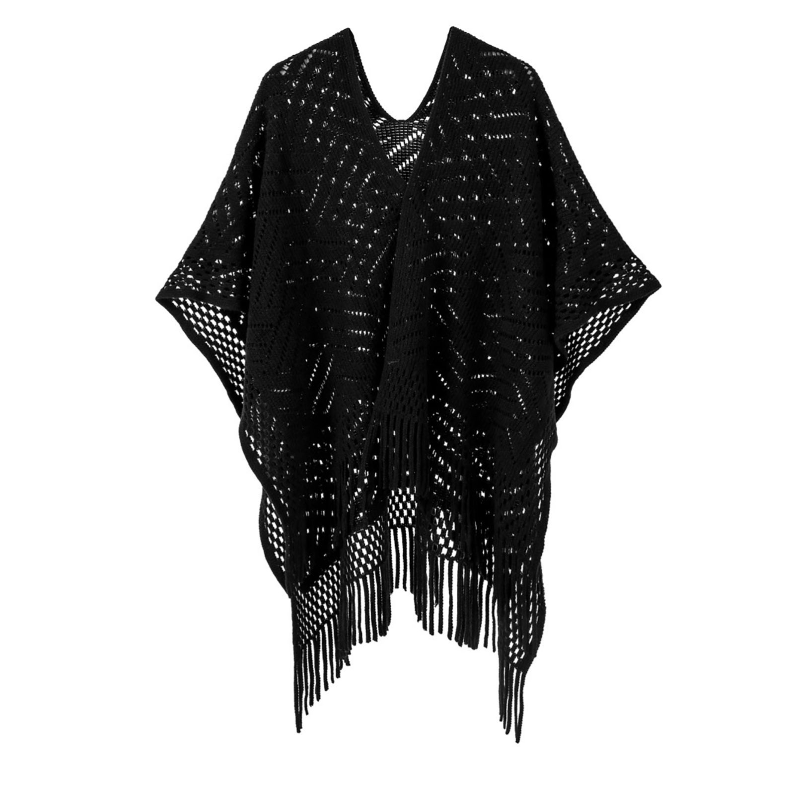 APEXFWDT Knit Shawl Wrap for Women Ladies Fringe Knitted Poncho ...