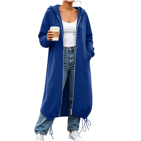 APEXFWDT Long Sweatshirt Jacket for Women Zip Up Oversized Hoodies Long ...