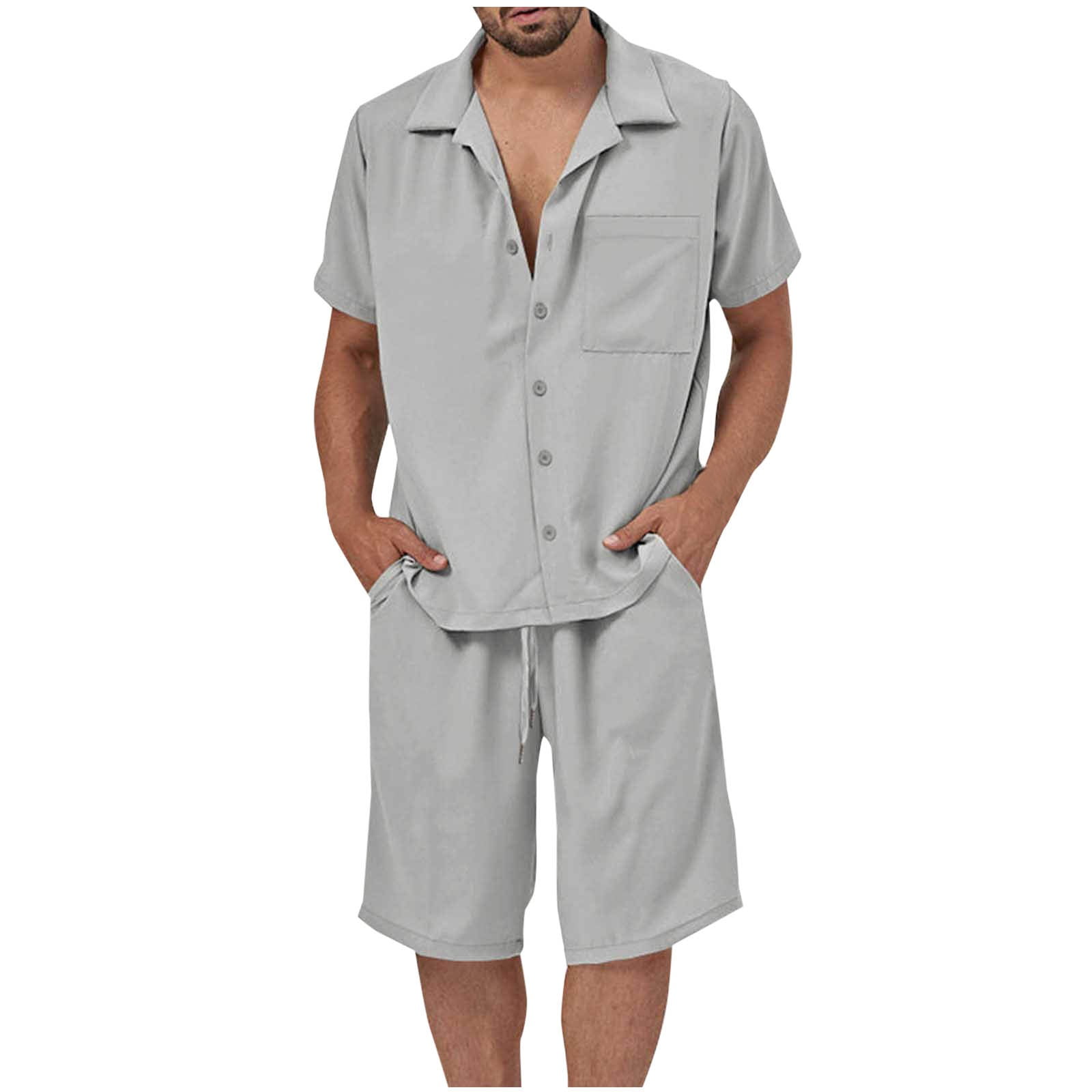 APEXFWDT Men's 2 Pieces Outfit Short Sleeve Button Down Shirts Shorts ...