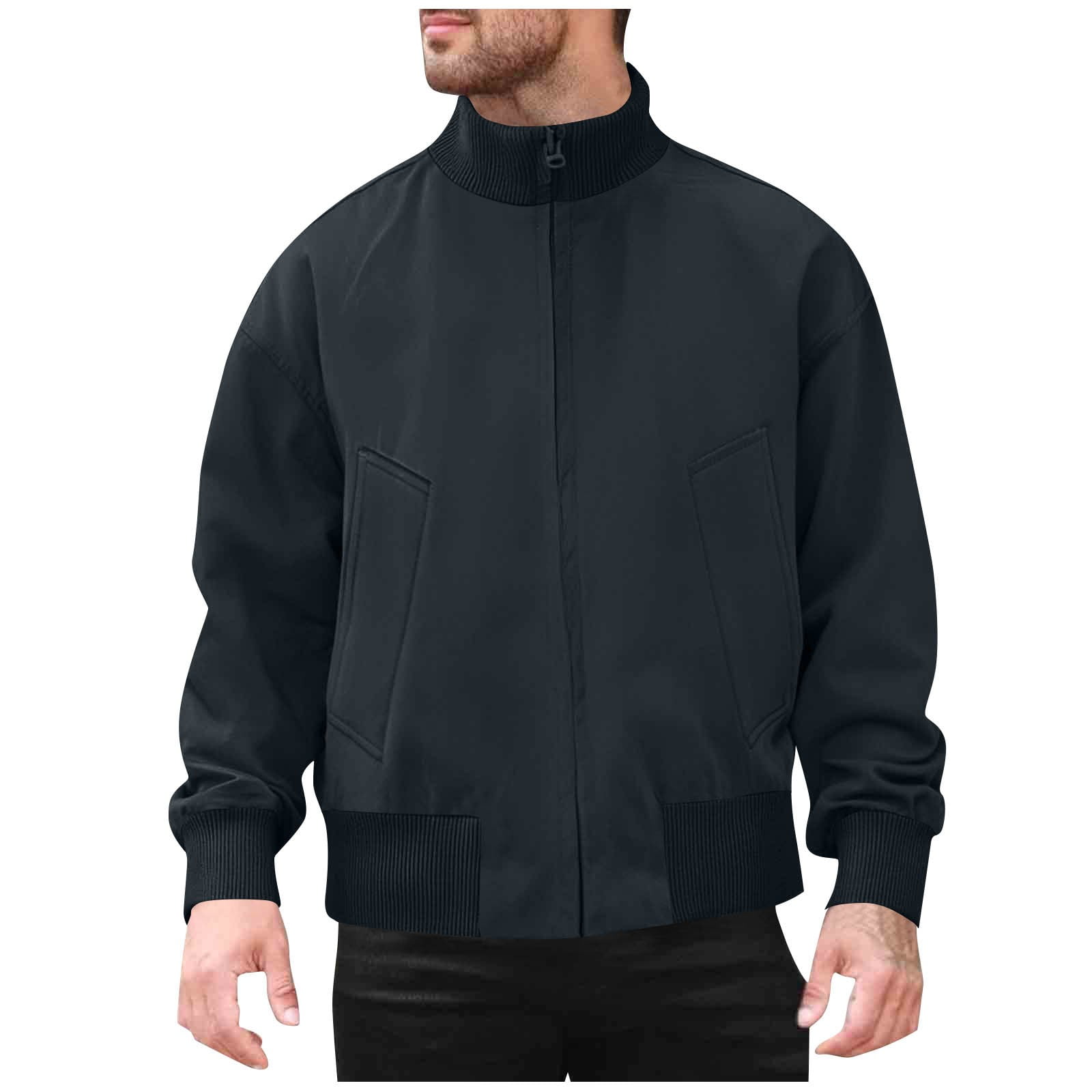 APEXFWDT Men's Big & Tall Baseball Jacket Stand Collar Zip-Up Fall ...